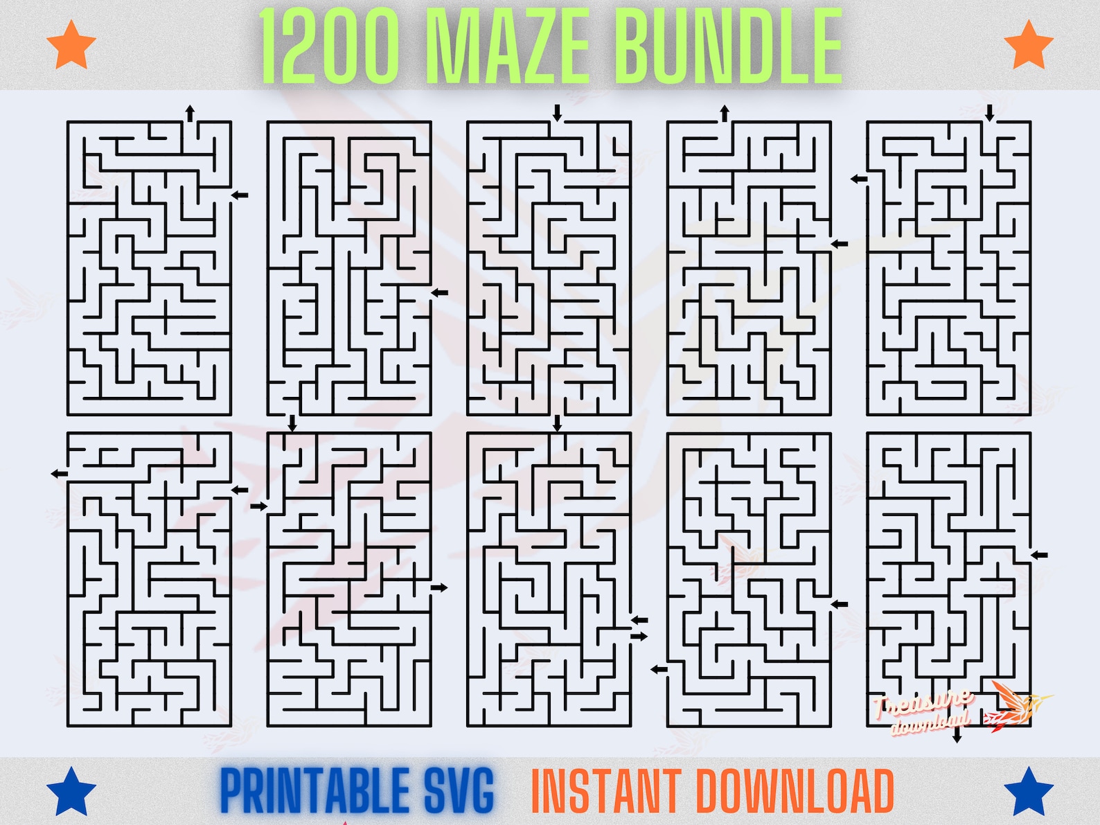 1200 Fun Maze Puzzles Mega Bundle 6 Levels Super Easy to Super Hard ...