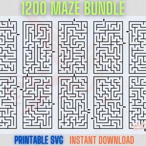 1200 Fun Maze Puzzles Mega Bundle 6 Levels Super Easy to Super Hard ...