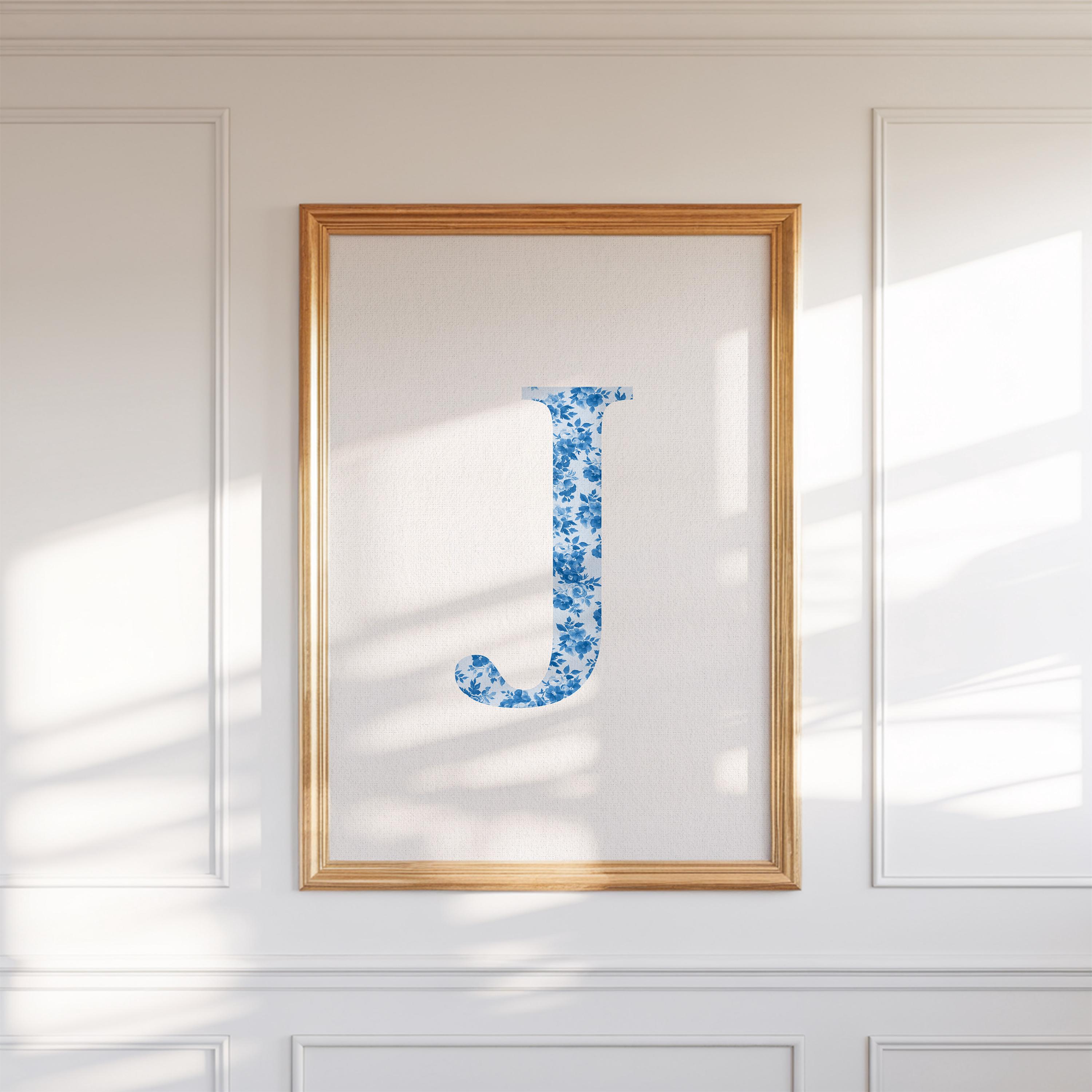 Letter Art Print Chinoiserie, INSTANT Digital Download, Delft Blue ...