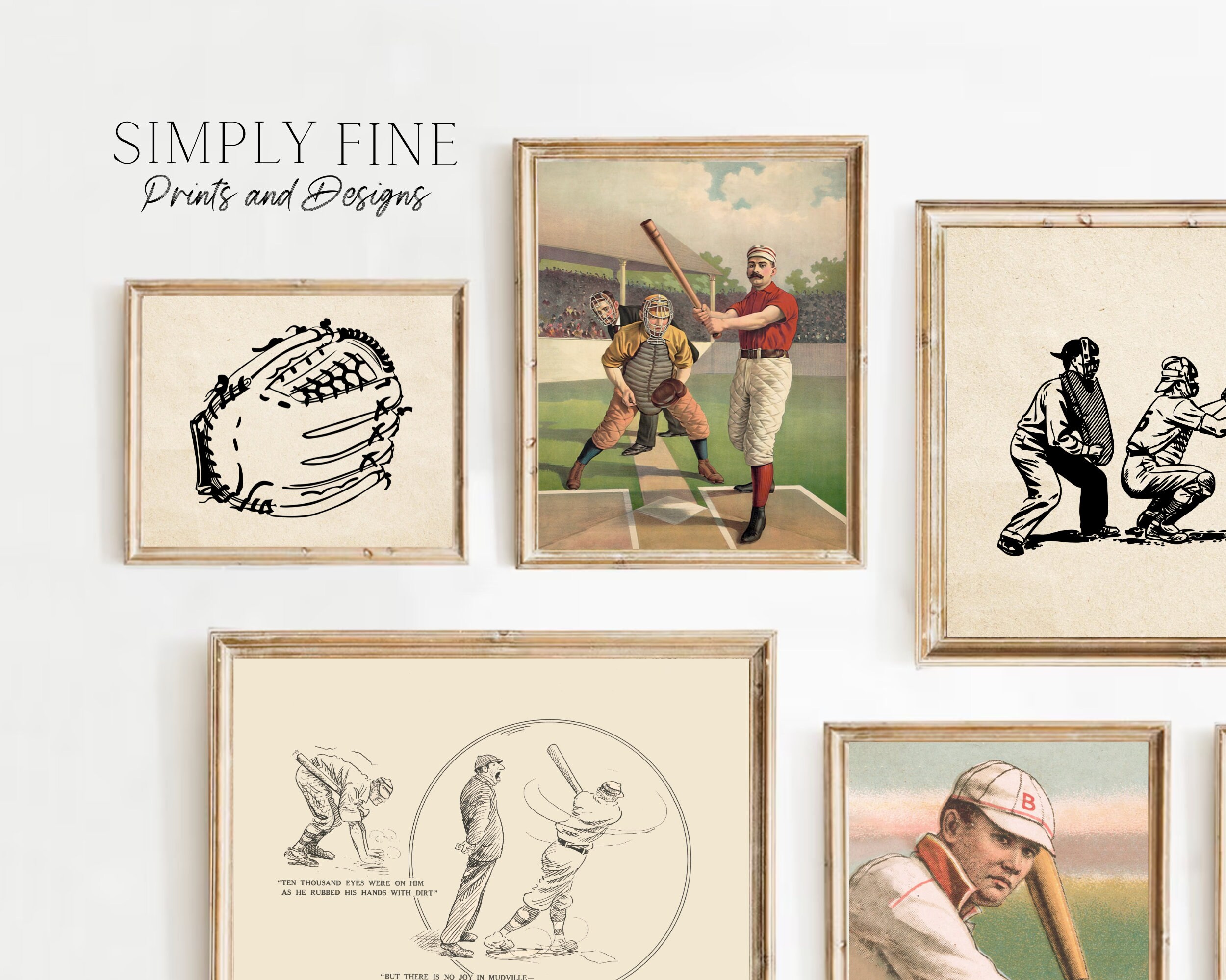 Baseball Print Set, Instant Digital Download, Boys Room Decor, Vintage ...