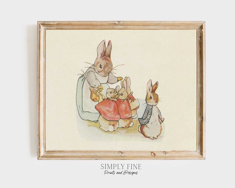 Peter Rabbit With Mother, Bunny Nursery, Printable Beatrix Potter Print ...