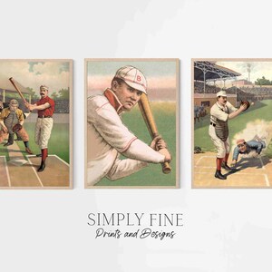 Baseball Print Set, Instant Digital Download, Boys Room Decor, Vintage ...