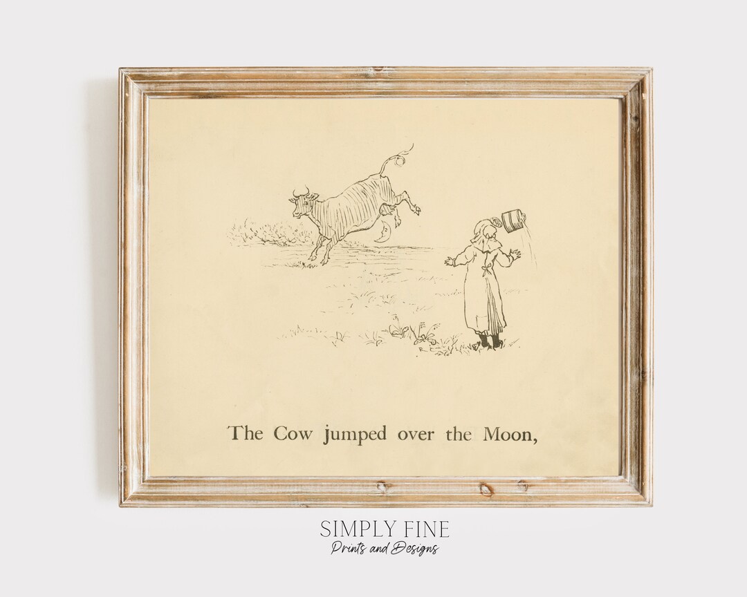 Cow Jumped Over the Moon Adorable Nursery Art Digital - Etsy
