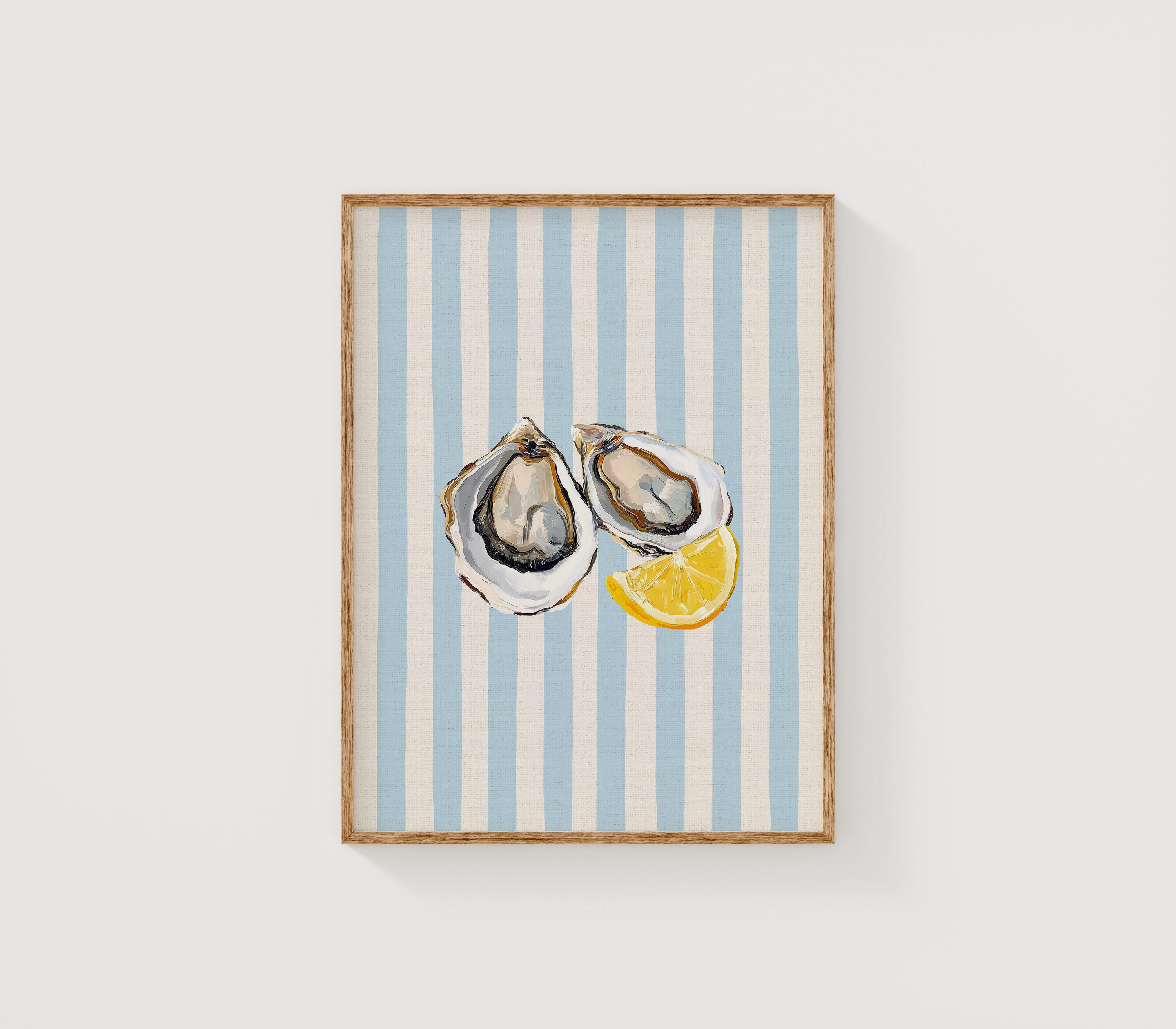 Light Blue Oyster Shell Print, INSTANT Digital Download Wall Art ...