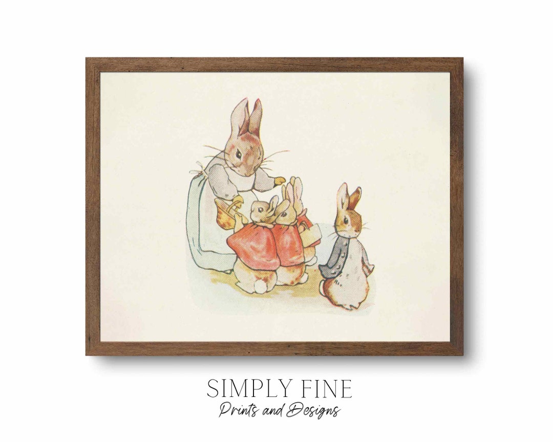Peter Rabbit With Mother, Bunny Nursery, Printable Beatrix Potter Print ...