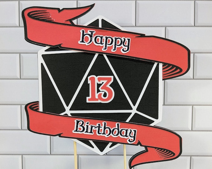D20 Cake Topper Dungeons and Dragons Dnd Happy Birthday Personalized ...