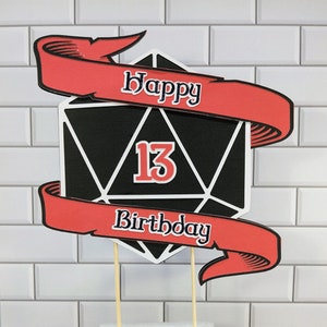 D20 Cake Topper Dungeons and Dragons Dnd Happy Birthday Personalized ...