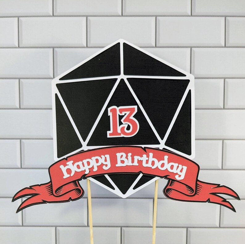 D20 Cake Topper Dungeons and Dragons Dnd Happy Birthday Personalized ...