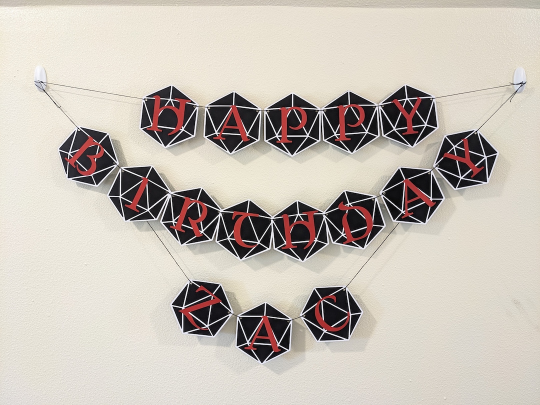 D20 Happy Birthday Banner Dungeons and Dragons Dnd - Etsy