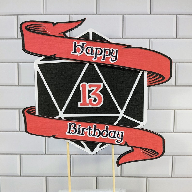D20 Cake Topper Dungeons and Dragons Dnd Happy Birthday Personalized ...