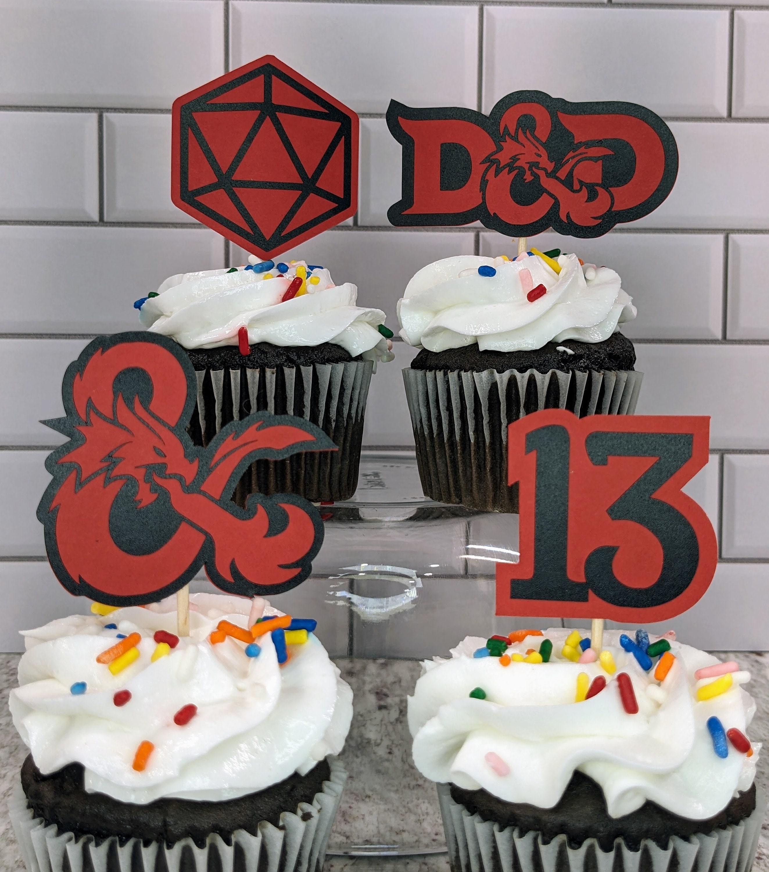 Dungeons and Dragons Dnd Party Cupcake Toppers Personalized Age Color ...