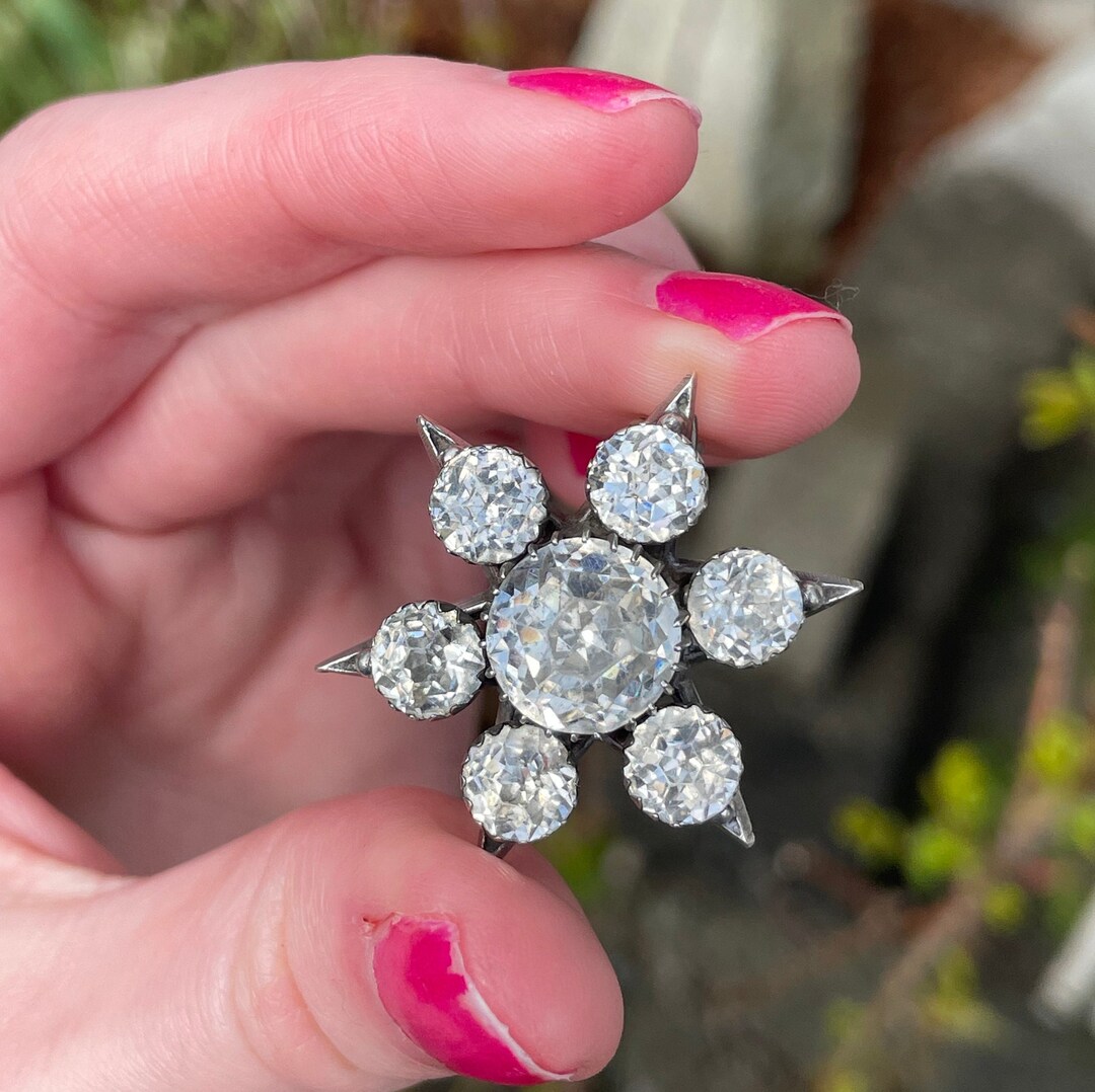 Victorian Silver Star Paste Brooch - Etsy