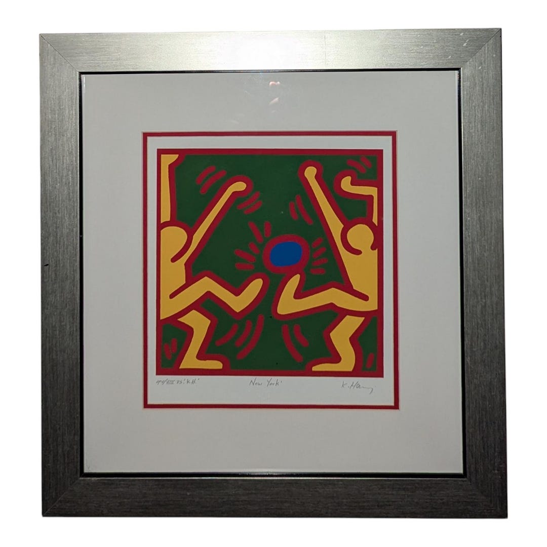 Keith Haring Lithograph Kick Blue Ball Soccer Signed in Plate 23in X ...
