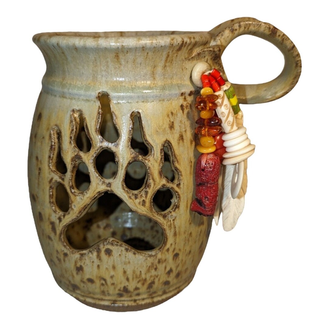 Robert Behr Studio Art Pottery Bear Paw Illuminated Candleholder 2002 ...