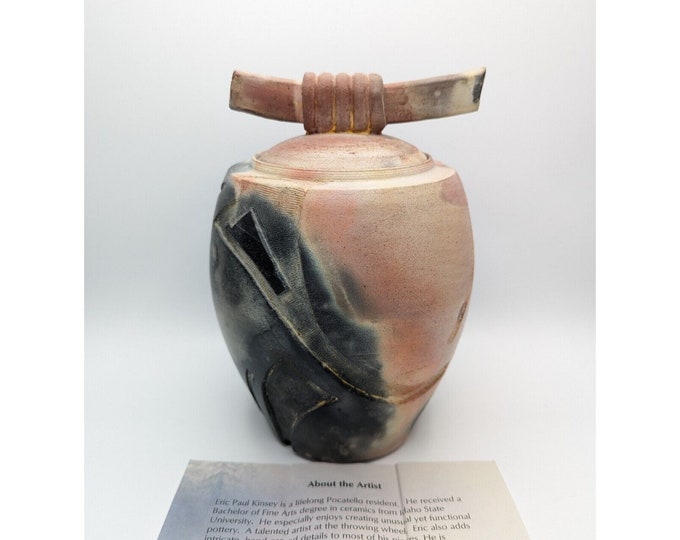 Eric Paul Kinsey Carved Saggar Fired Jar Studio Art Pottery Japanese ...