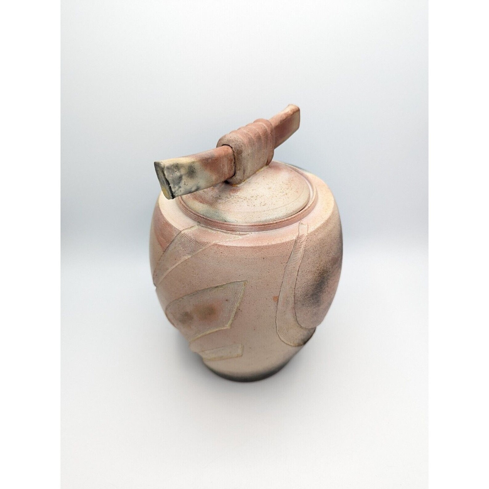 Eric Paul Kinsey Carved Saggar Fired Jar Studio Art Pottery Japanese ...