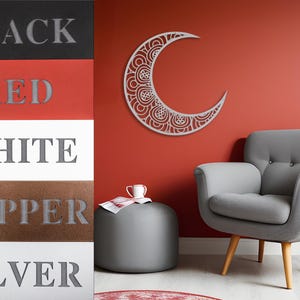 Moon Art Die-cut Metal Sign Wall Art Featuring an Ornate Crescent Moon ...