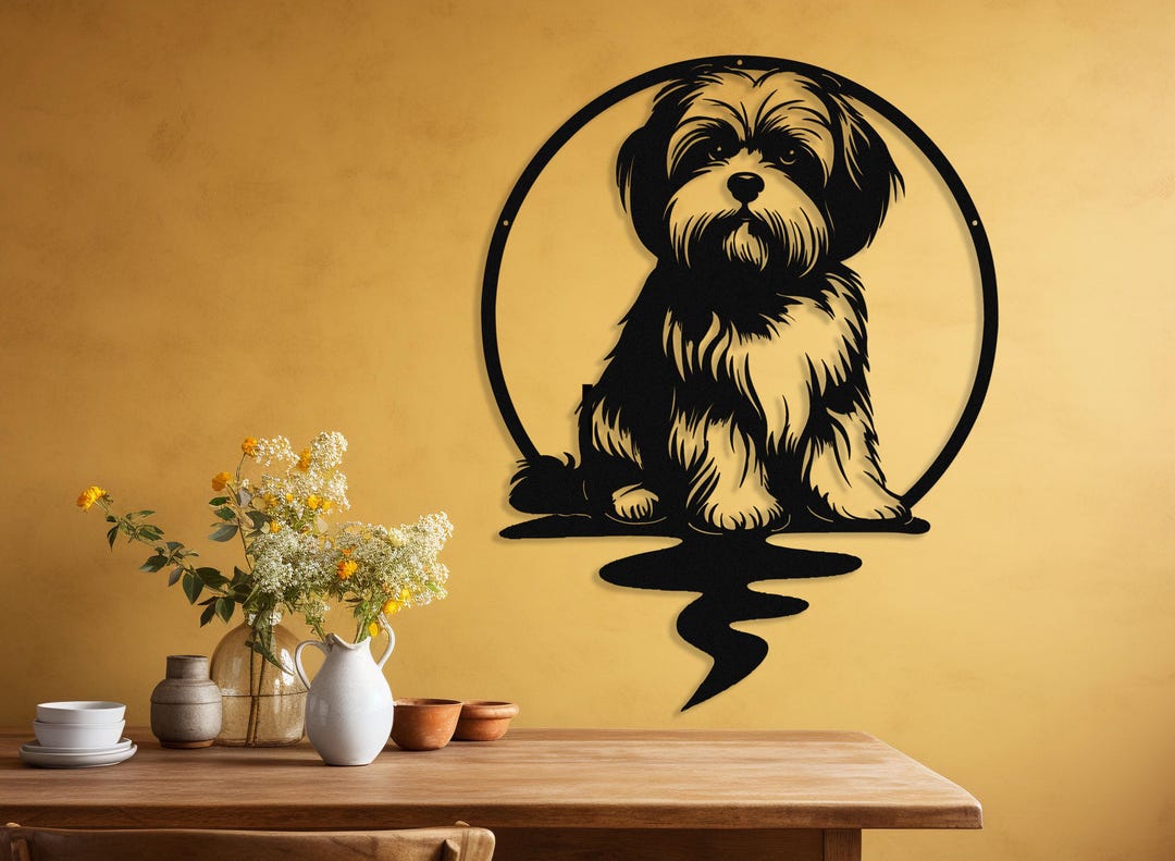 Lhasa-apso Die Cut Metal Wall Art- Lhasa-apso Dog Lover Gifts-circular ...