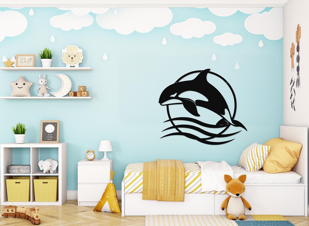 Orca Whale Metal Wall Art-killer Whale Metal Art, Whale Laser Cut Wall ...