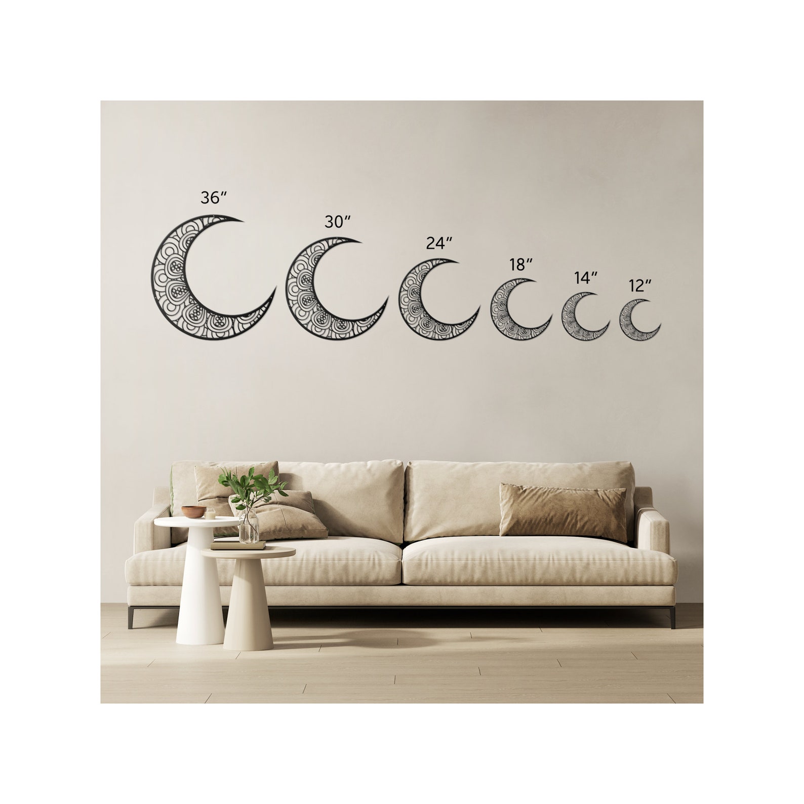 Moon Art Die-cut Metal Sign Wall Art Featuring an Ornate Crescent Moon ...