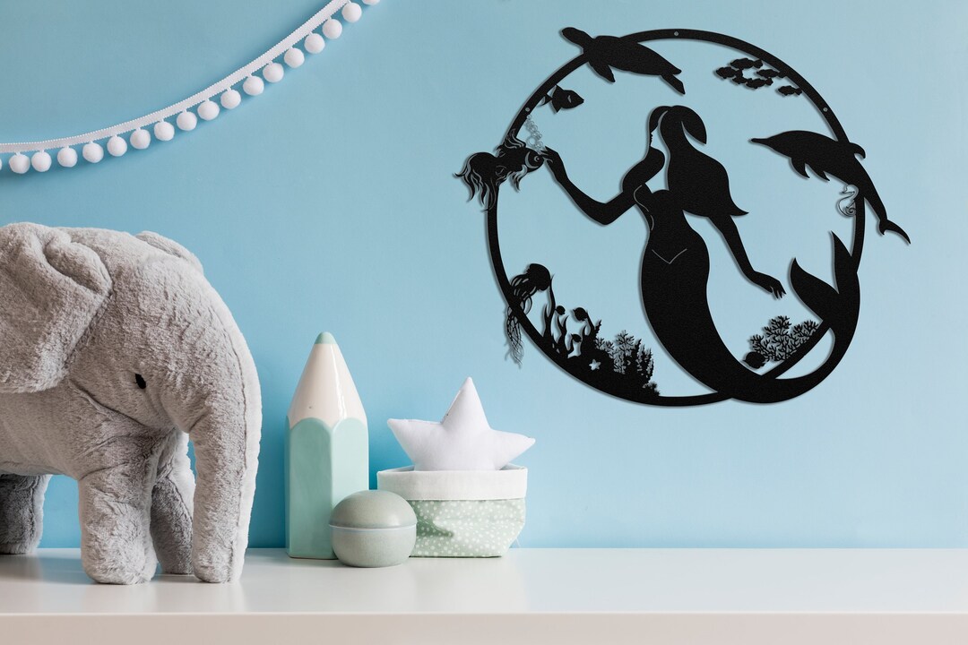 Laser Cut Metal Mermaid Sign-mermaid Aesthetic-metal Mermaid Wall Art ...