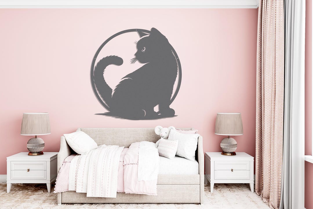 Metal Kitten Wall Art Indoor Outdoor Sign-kitten in the Moonlight Metal ...