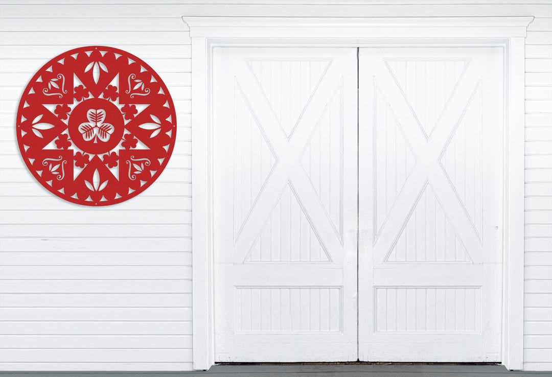 Amish Hex Sign-metal PA Dutch Clover Hex Sign-modern Farmhouse Folk Art ...