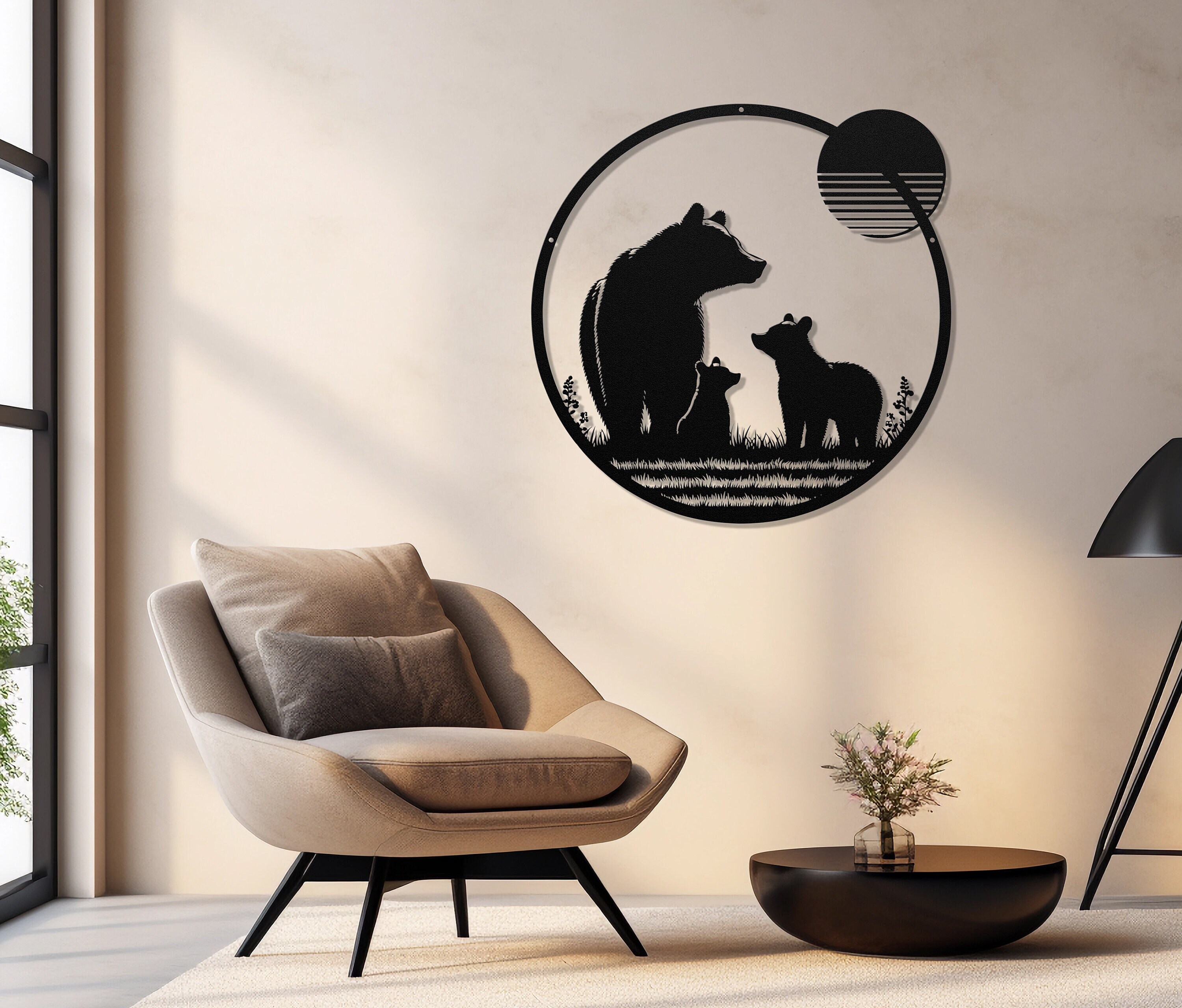 Bear Family Metal Art Mama Black Bear With Cubs Metal Wall Sign-great ...