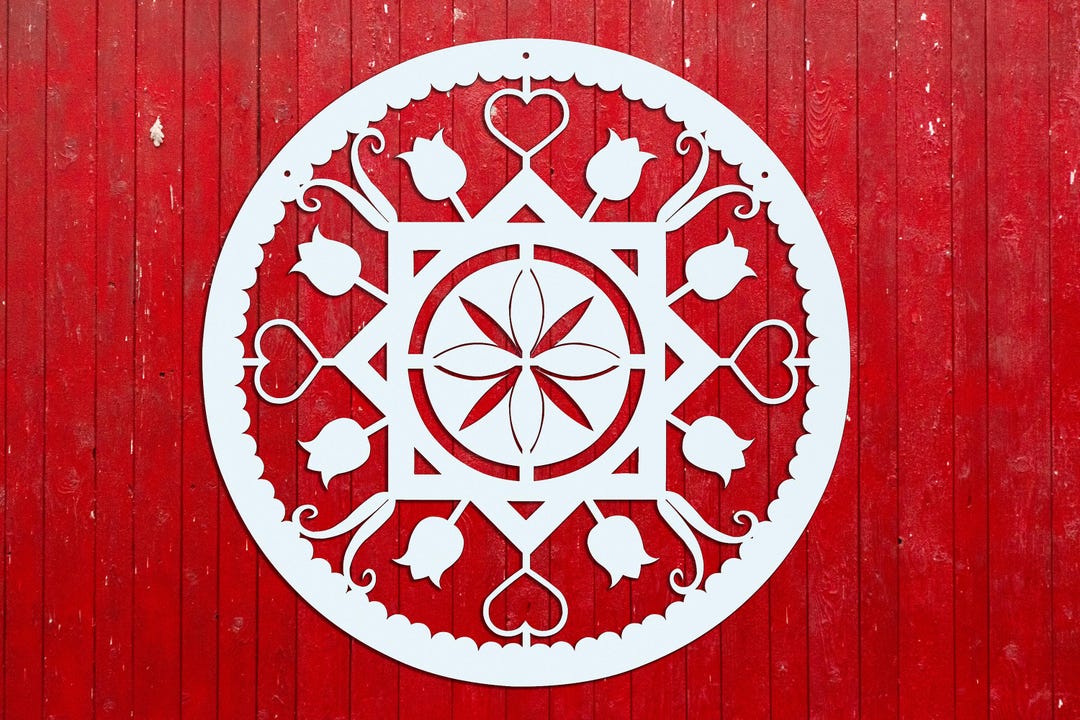 Metal Amish Hex Sign, Modern Farmhouse Decor, Barn Star- PA Dutch Folk ...