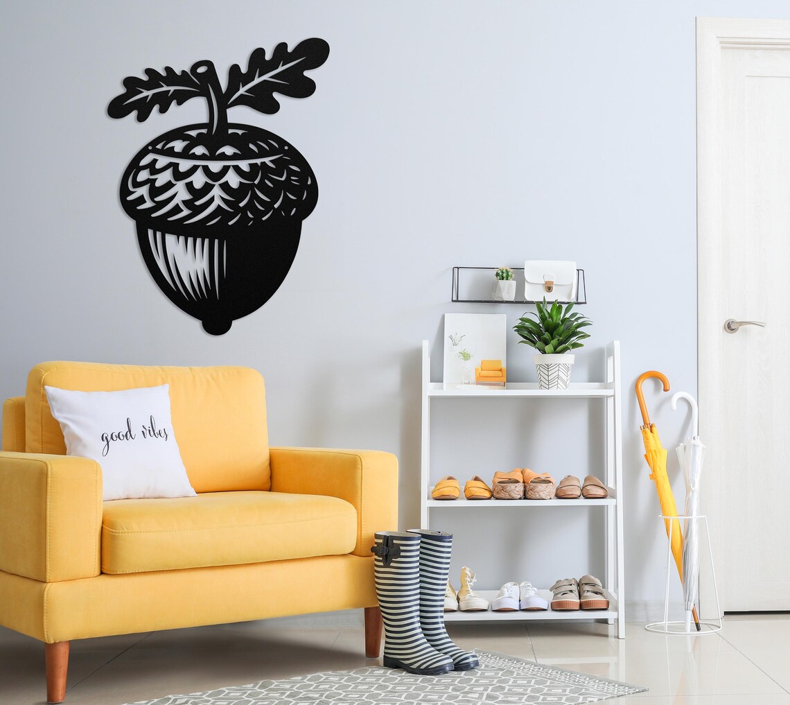 Lovely Acorn Metal Wall Art-laser Cut Metal Acorn Sign-cottage Core ...