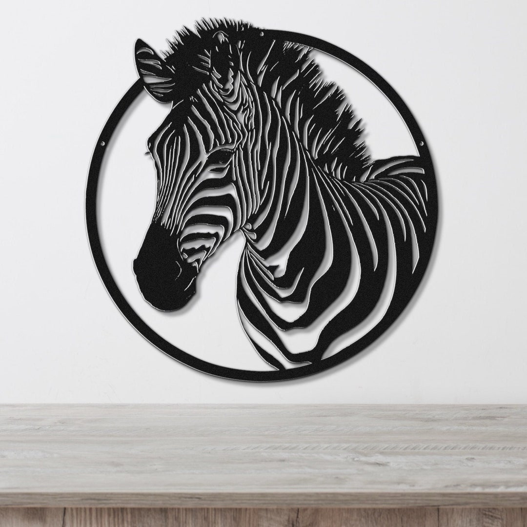 Metal Zebra Wall Art-laser Cut Metal Zebra Sign Lovely African Safari ...