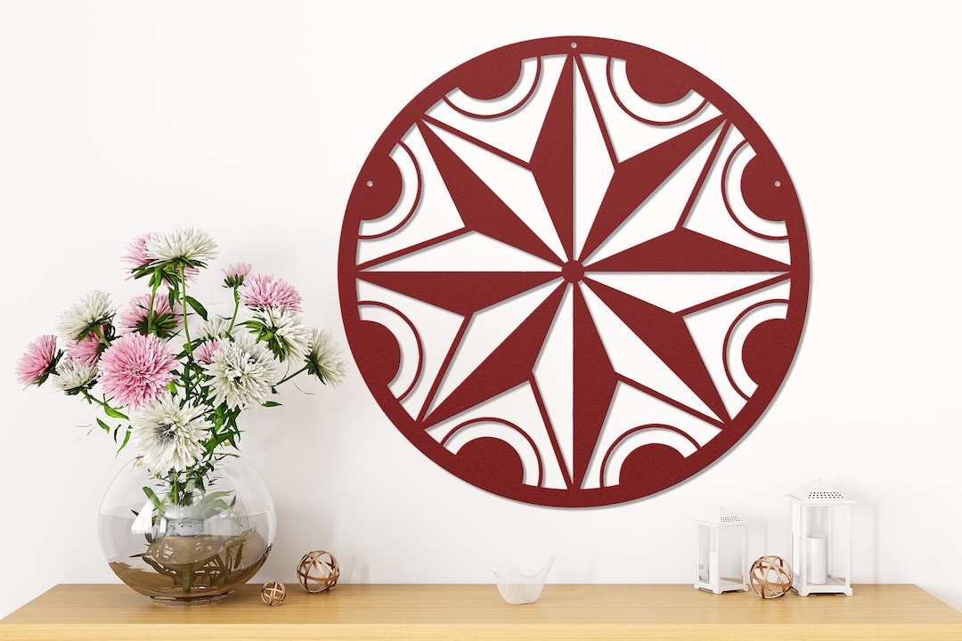 Metal Amish Hex Sign- PA Dutch Folk Art-modern Farmhouse-amish 8 Point ...