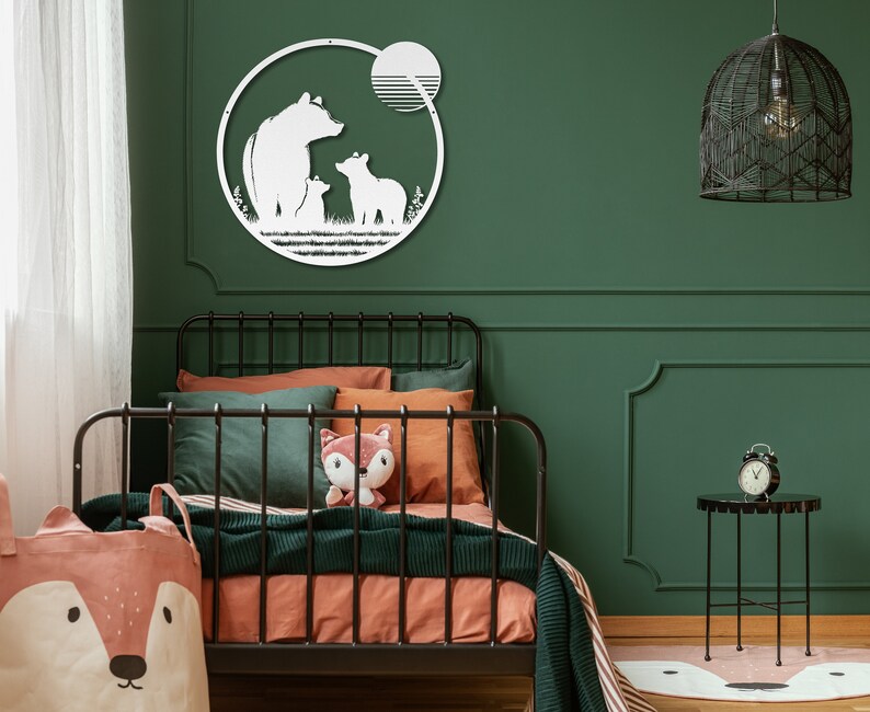 Bear Family Metal Art Mama Black Bear With Cubs Metal Wall Sign-great ...