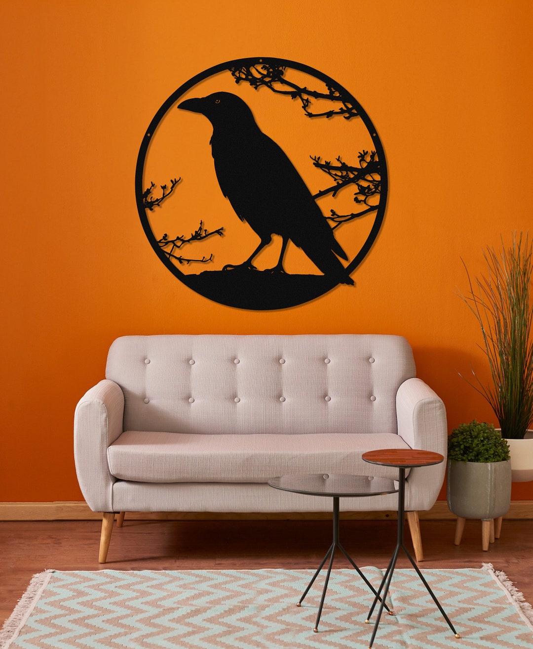 Raven Metal Wall Art-metal Halloween Raven Decoration-metal Crow Wall ...