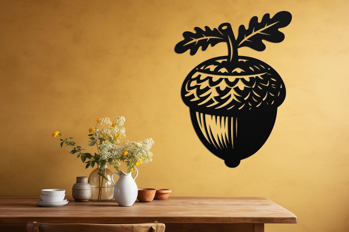 Lovely Acorn Metal Wall Art-laser Cut Metal Acorn Sign-cottage Core ...