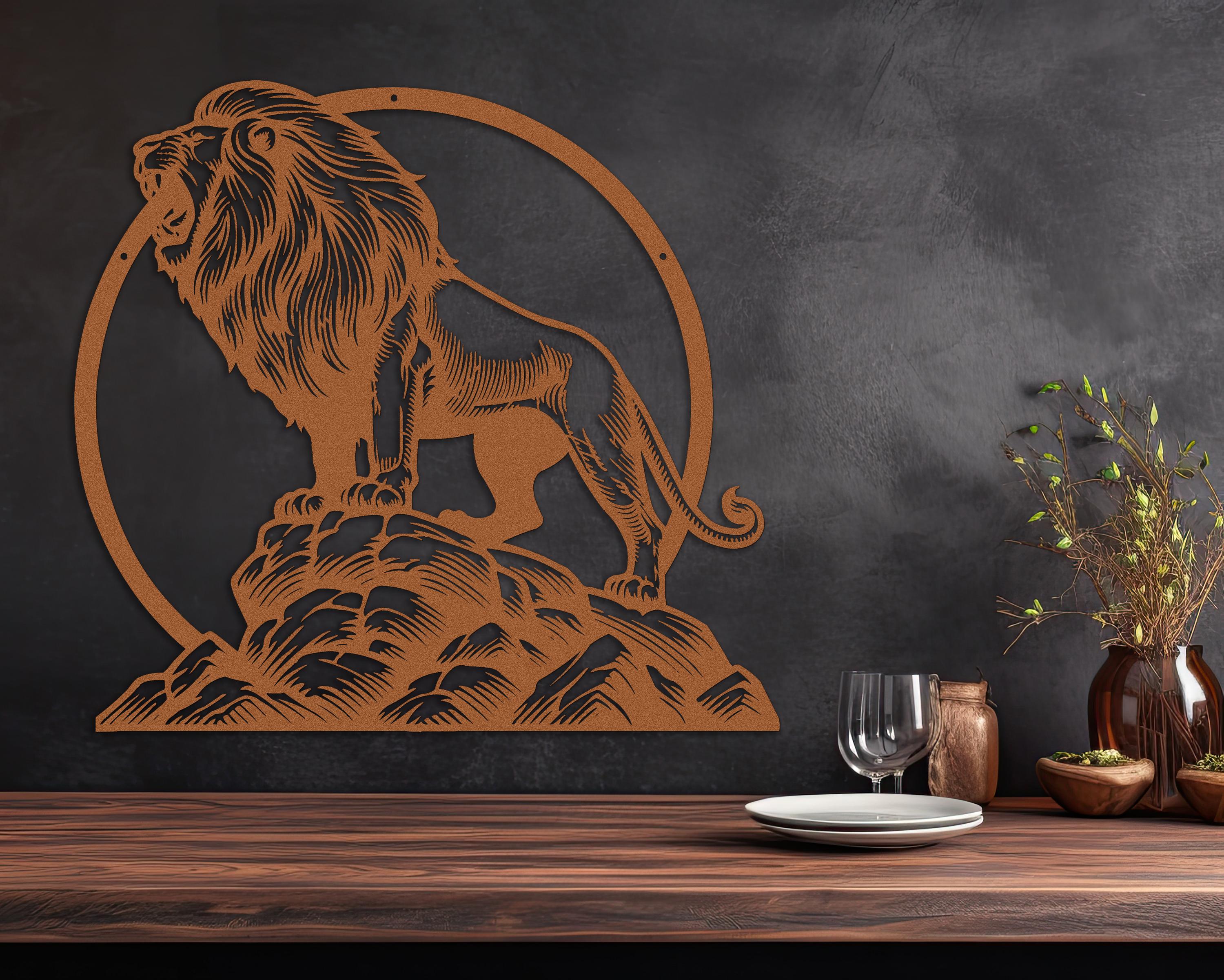 Roaring Lion King of Beasts Metal Wall Art-majestic Lion Metal Sign for ...