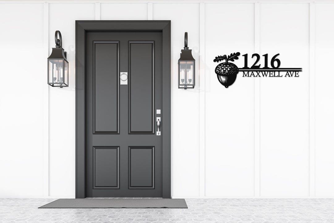 Acorn Personalized Address Sign, Custom Metal Acorn Address Sign, Laser ...
