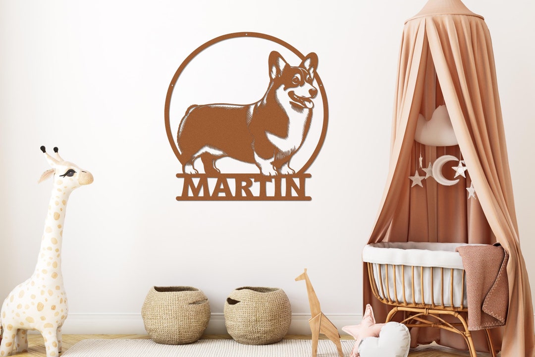 Custom Welsh Corgi Metal Wall Art-personalized Laser Cut Metal Corgi ...