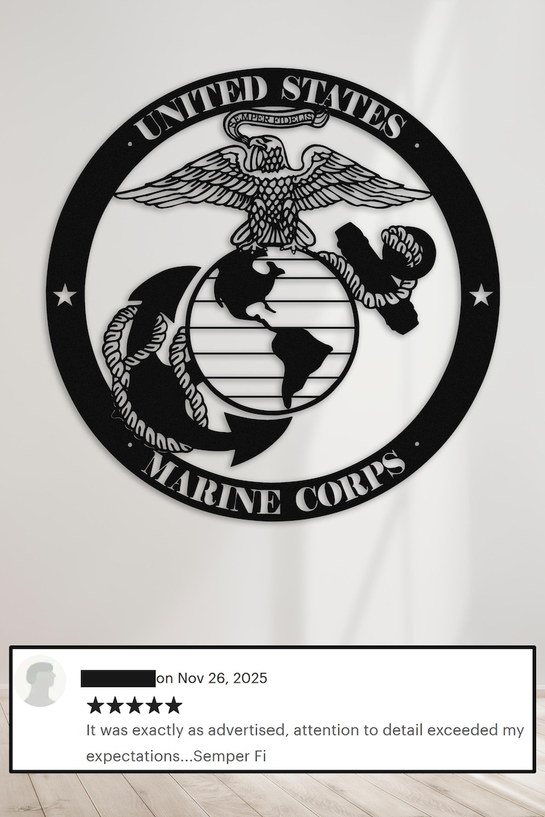 USMC Marine Corps Crest Metal Sign | Semper Fi Gift for Marines ...