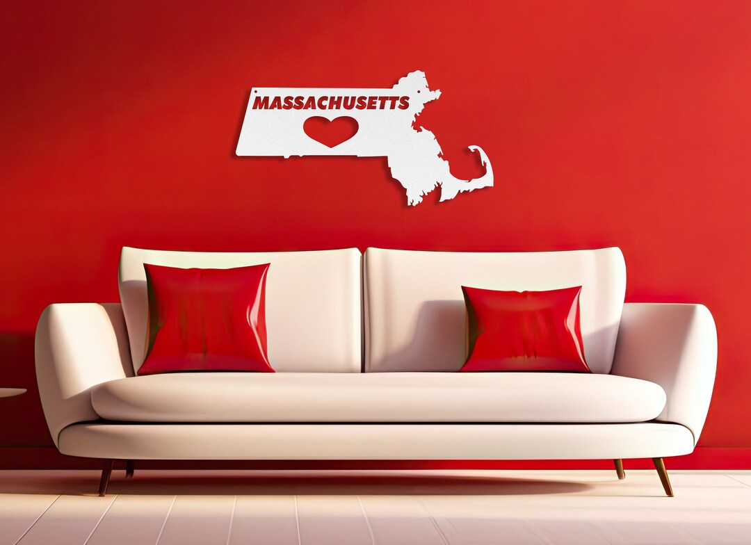 Massachusetts Metal Wall Art: State Love Sign, Boston Decor - Etsy