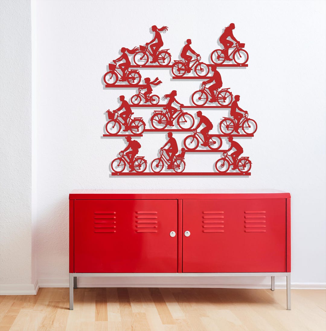 Metal Bicycle Wall Art, Cycling Metal Sign Featuring Many Different ...