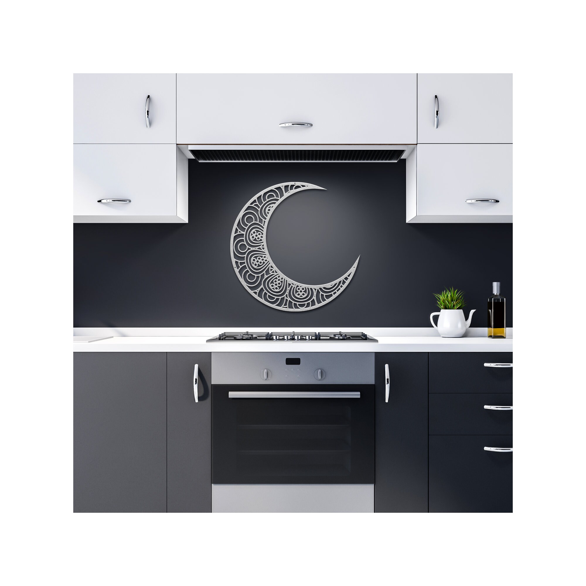 Moon Art Die-cut Metal Sign Wall Art Featuring an Ornate Crescent Moon ...
