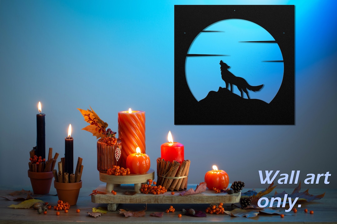 Metal Howling Wolf Wall Art-indoor Outdoor Halloween Decoration, Gothic ...