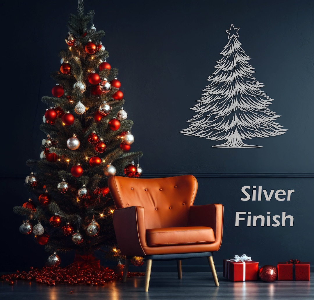 Beautiful Metal Christmas Tree Wall Art With a Star Tree Topper. Die ...