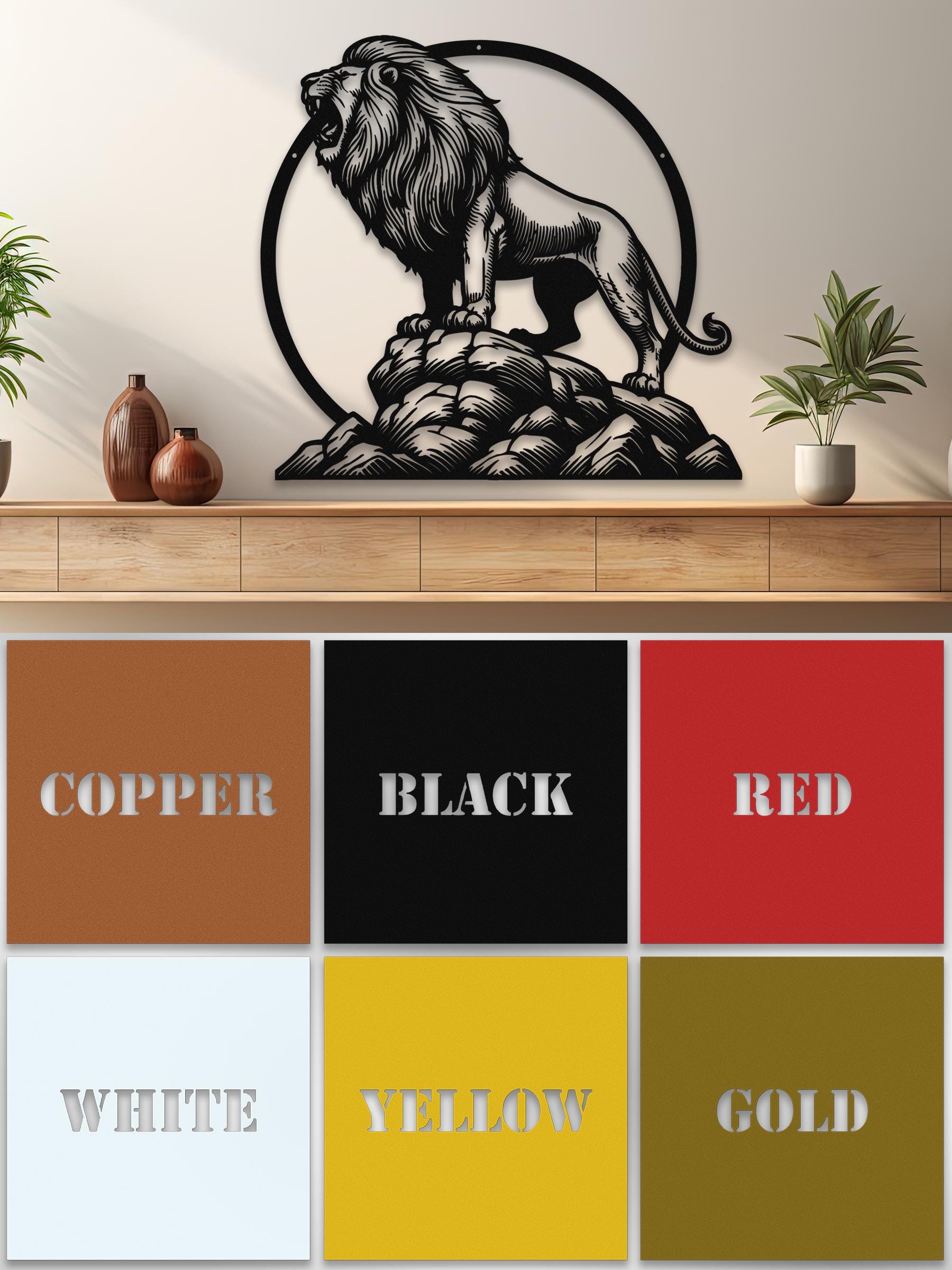 Roaring Lion King of Beasts Metal Wall Art-majestic Lion Metal Sign for ...