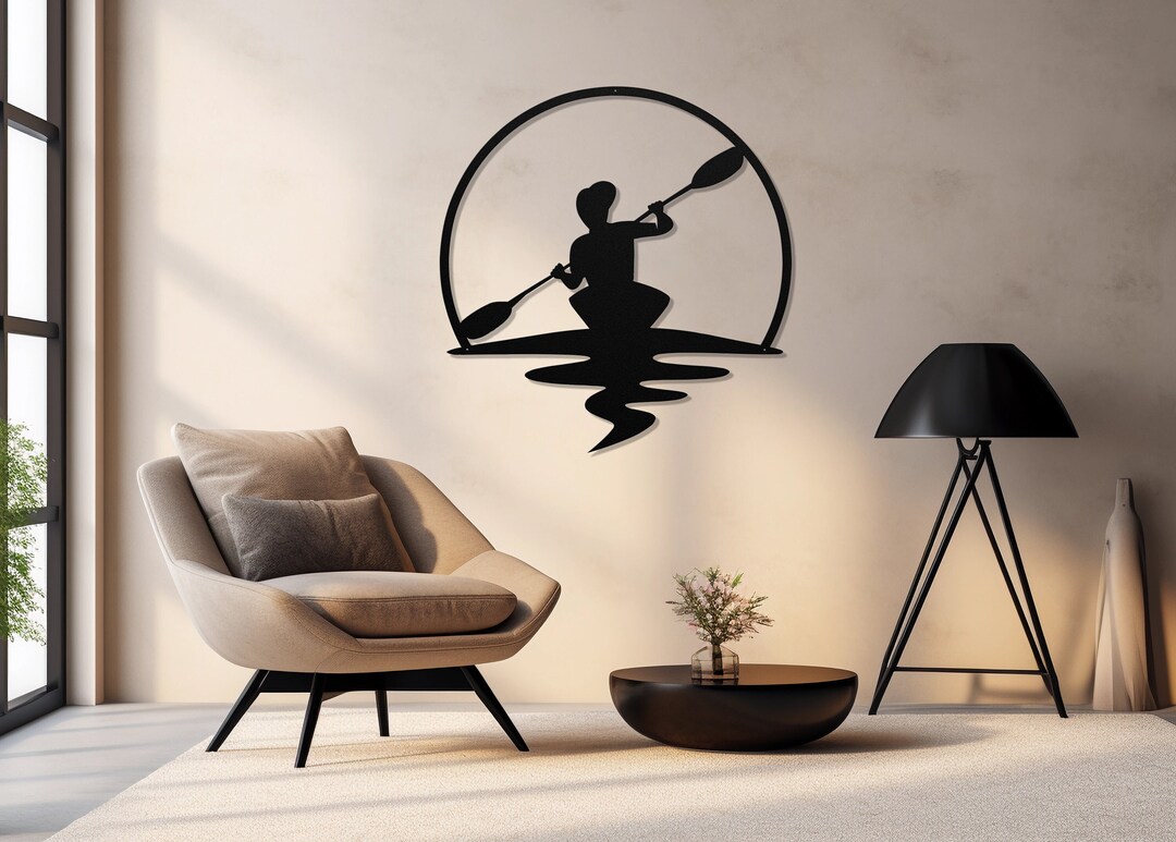 Happy Kayaker at Sunset Metal Wall Art-indoor Outdoor Kayaking Sign ...