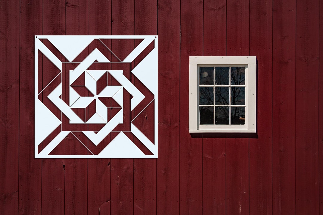 Amish Barn Quilt Metal Sign- Square Knot Star Barn Quilt Metal Wall Art ...