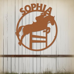 Personalized Show Jumping Horse Sign, Custom Metal Horse Art, Horse ...