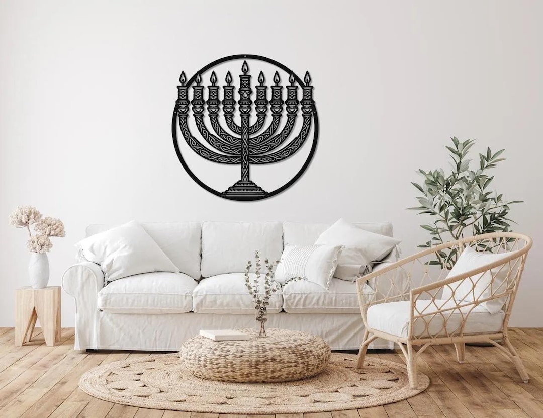 Hanukkah Menorah Metal Wall Art-metal Menorah for Chanukah-hanukkah ...