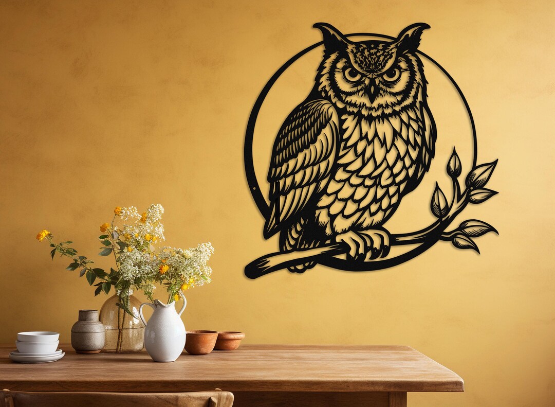Great Horned Owl Metal Wall Art, Laser Cut Metal Owl Sign, Owl Lover or ...